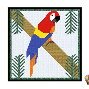Parrot Quilt Block Pattern Downloadable PDF Parrot Quilt Pattern Parrot ...