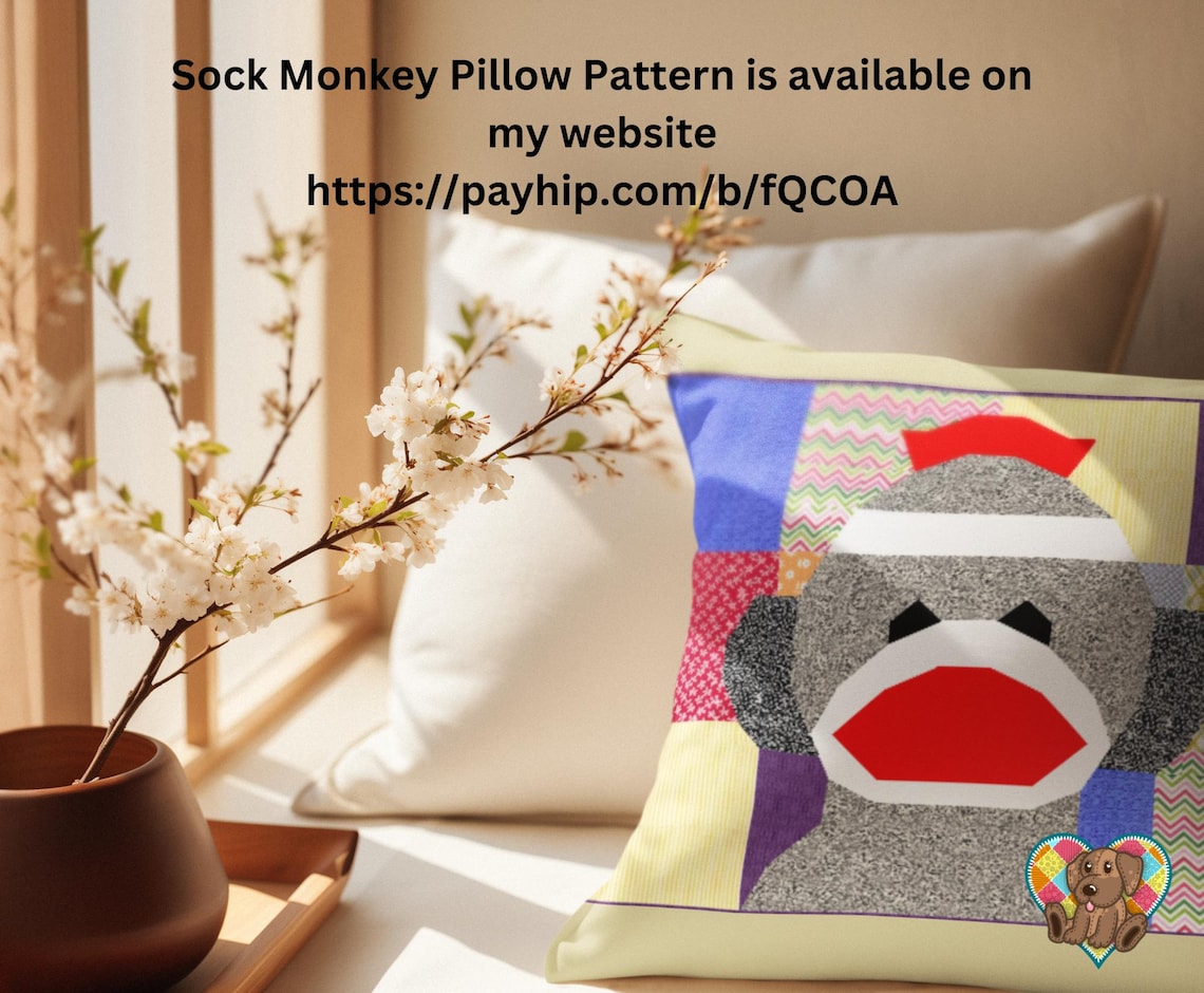 Sock Monkey Quilt Pattern | Downloadable PDF Sock Monkey Quilt Pattern ...