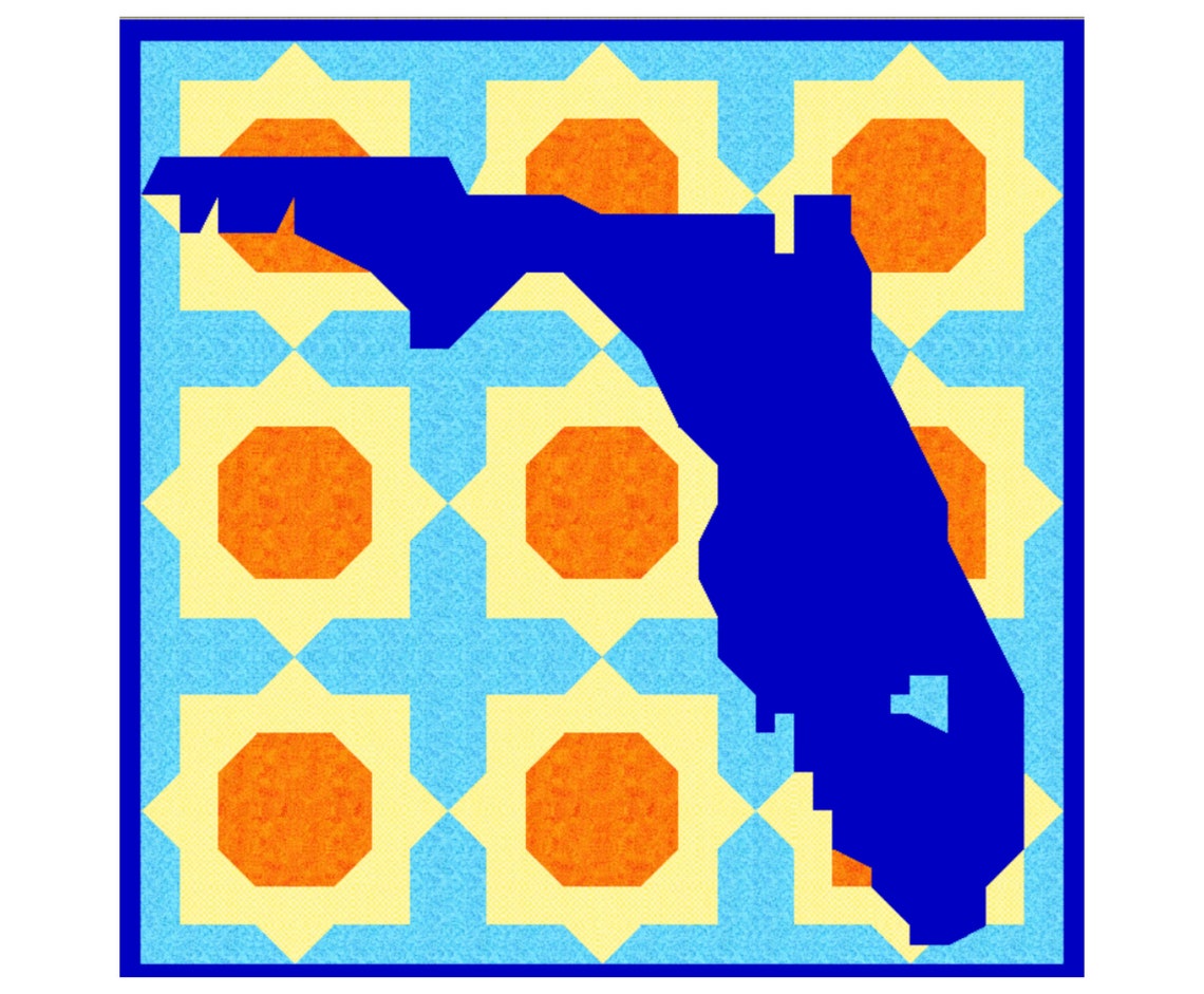 Florida Quilt Block Pdf Pattern State Quilt Block Pdf - Etsy