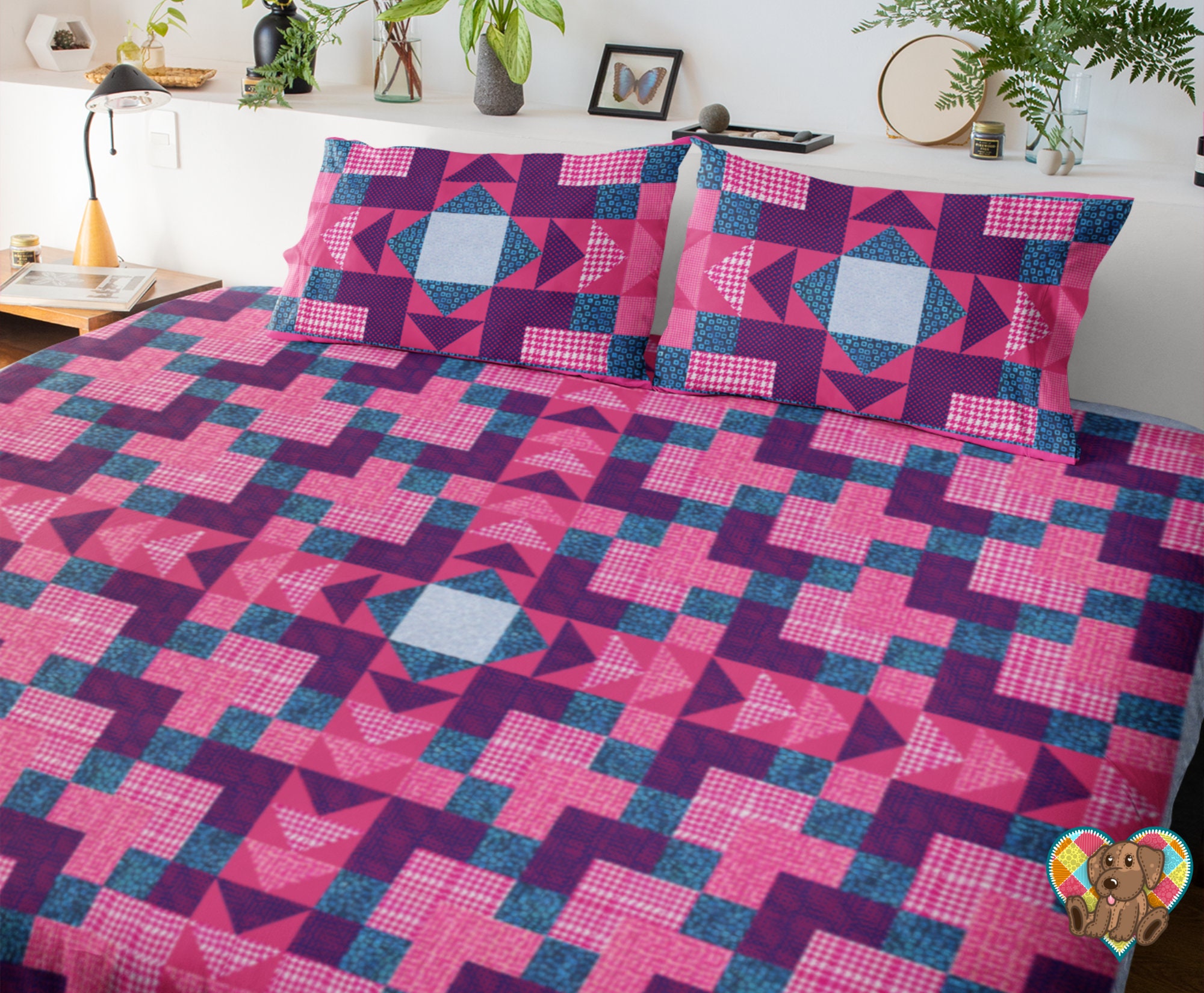 Pink Gingham Quilt Block Pattern Pdf Pink Quilt Block Pdf Pattern ...