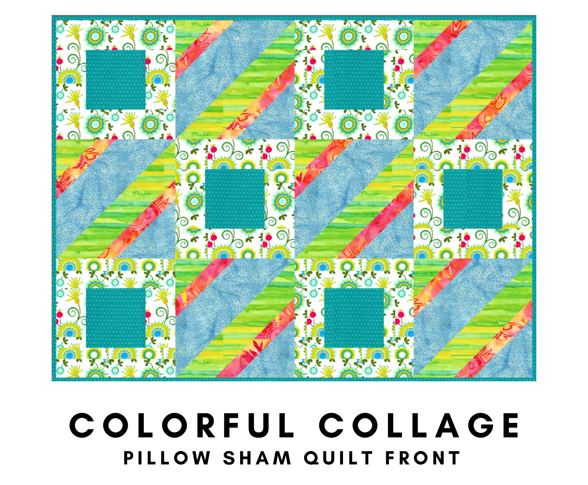 Colorful Collage Quilt Block Pattern Downloadable PDF Quilt Pattern ...