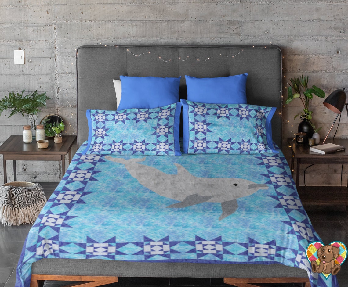 Dolphin Quilt Block Pattern Downloadable PDF Quilt Pattern Dolphin ...