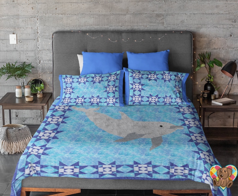 Dolphin Quilt Block Pattern | Downloadable PDF Quilt Pattern | Dolphin ...