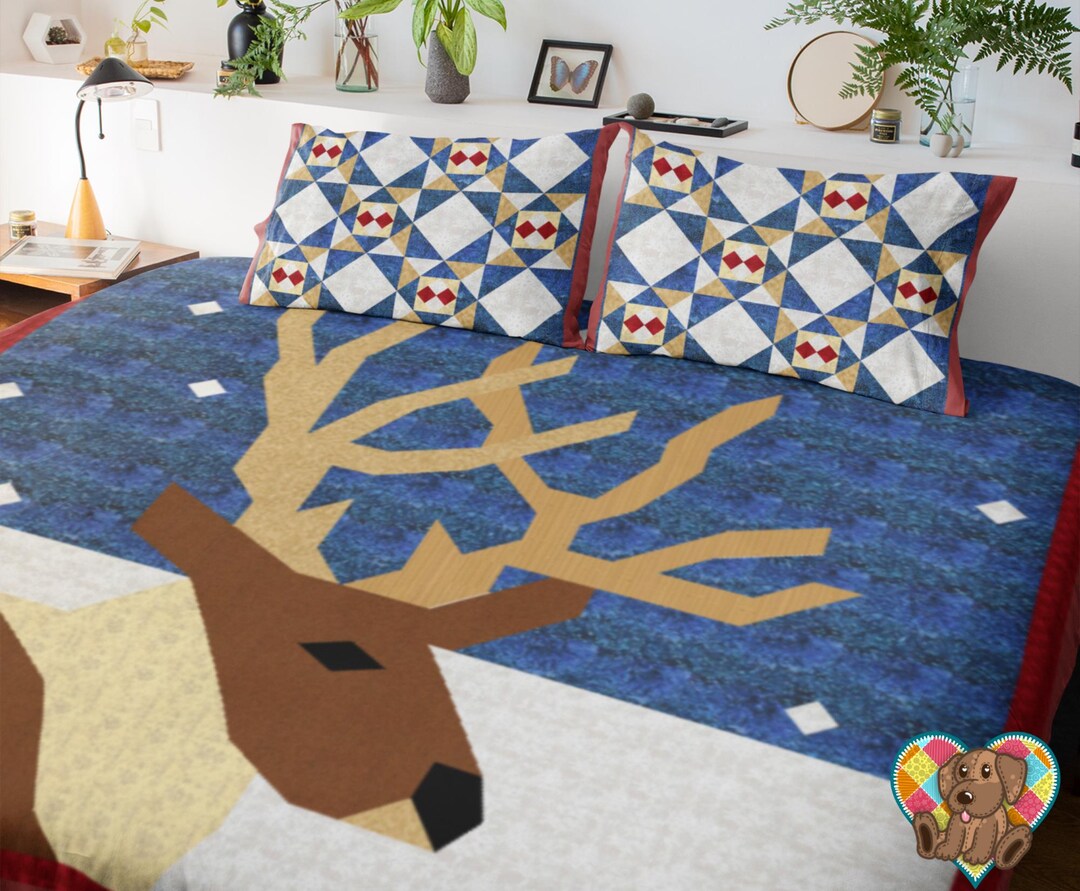 Reindeer Quilt Pattern: Christmas Winter Design (PDF Download) - Etsy