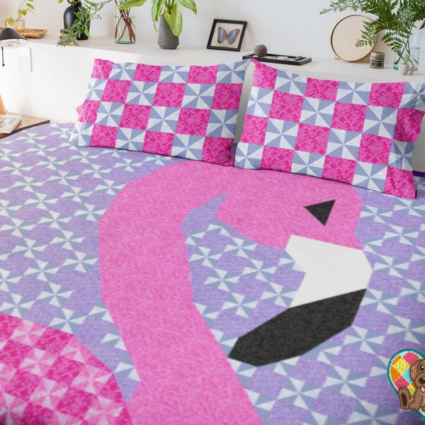 Pieced Flamingo Quilt Block - Etsy