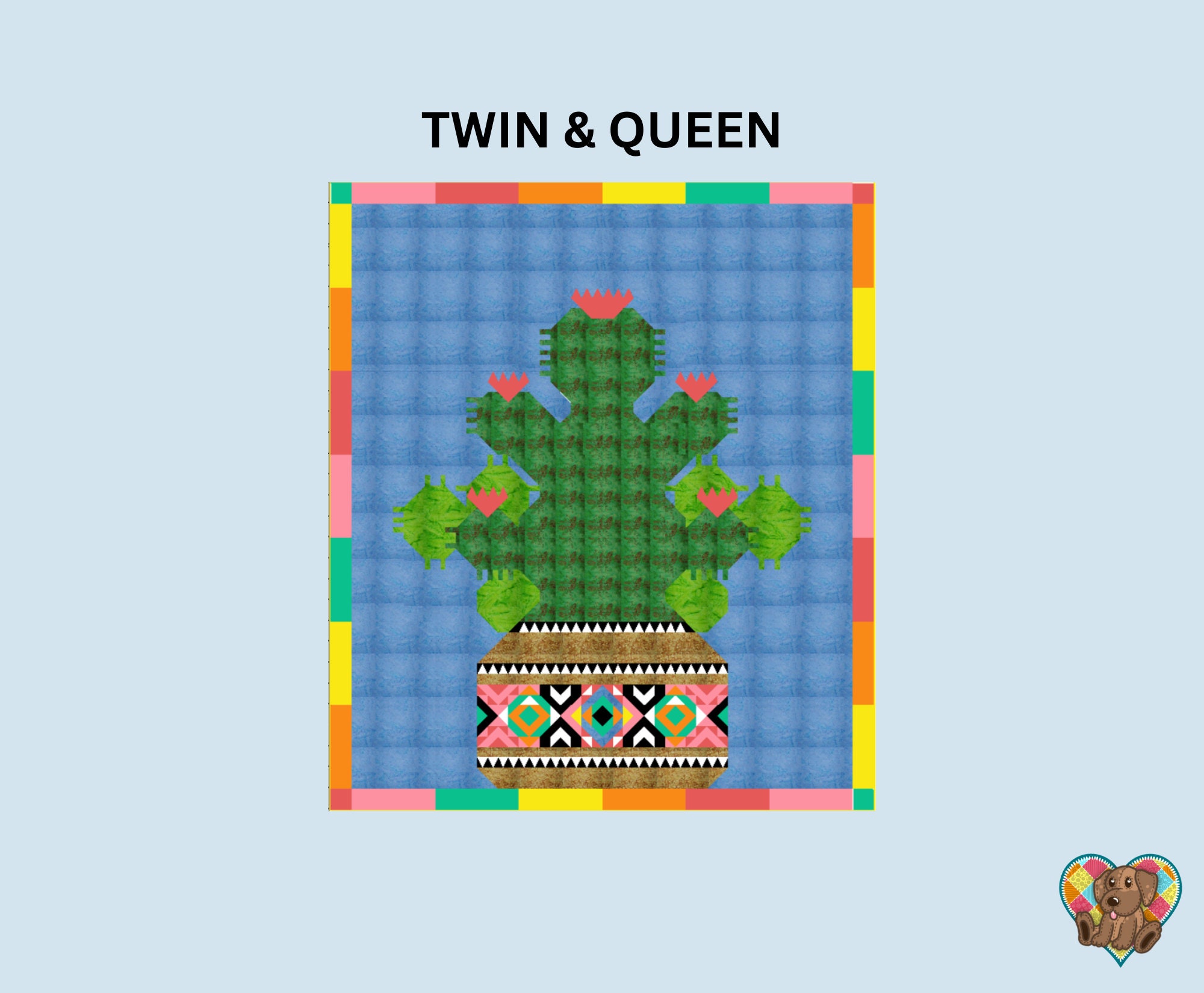 Cactus Quilt Pattern | Downloadable PDF Cactus Block Quilt | DIY Cute ...