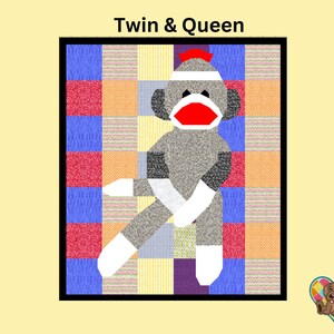 Sock Monkey Quilt Pattern | Downloadable PDF Sock Monkey Quilt Pattern ...