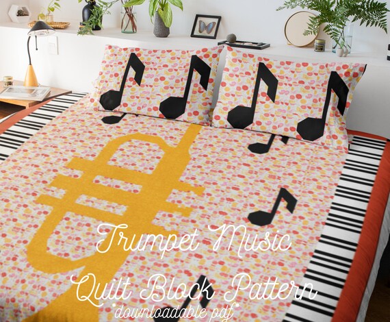 Trumpet Music Downloadable Quilt Block Pattern Pdf Trumpet | Etsy