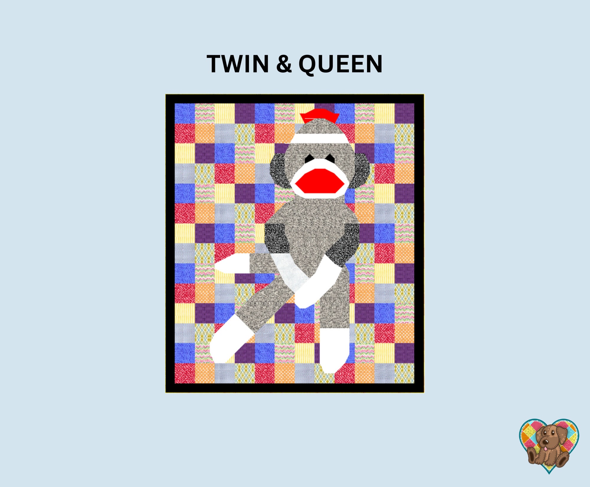 Sock Monkey Quilt Pattern Downloadable PDF Sock Monkey Quilt Pattern ...