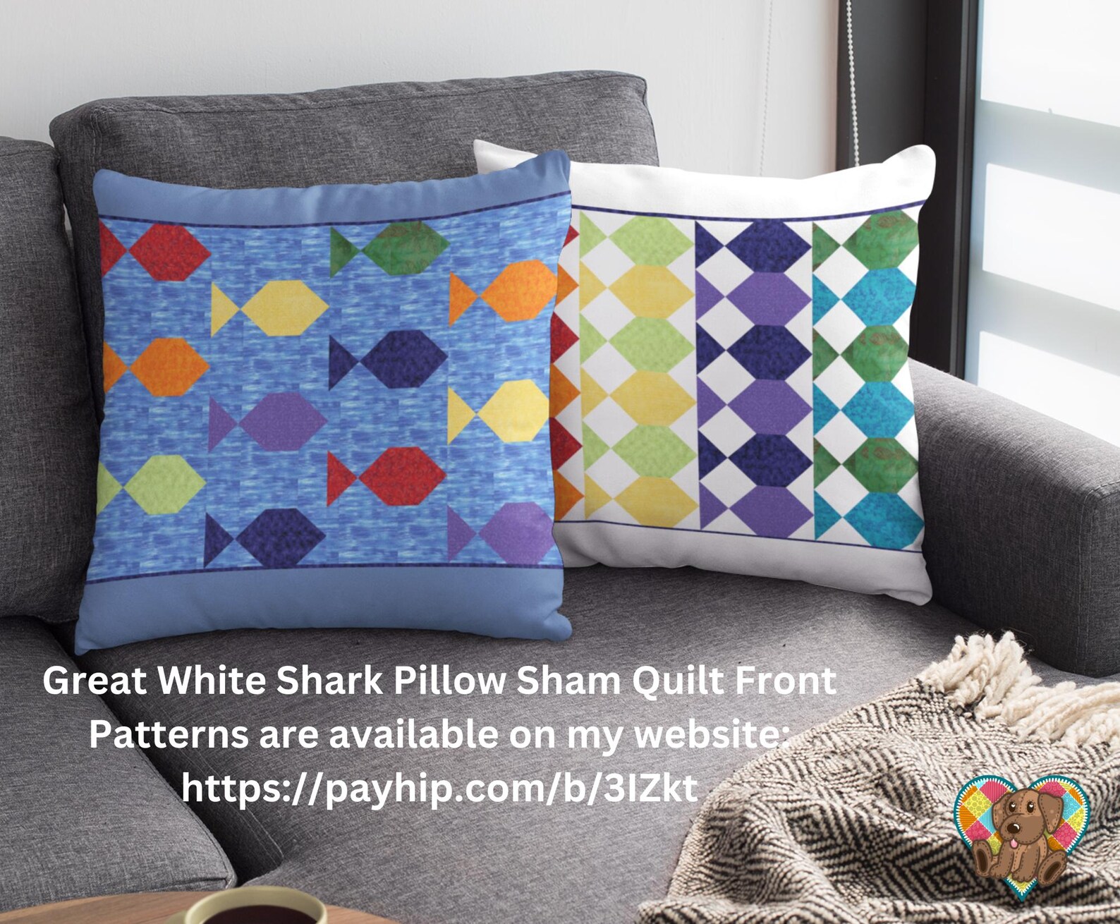 White Shark Quilt Pattern | Lap, Twin, Queen, King Sizes (PDF Pattern ...