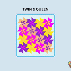 Pinwheel Flowers Quilt Block PDF Pattern | Flower Quilt Block Pdf ...