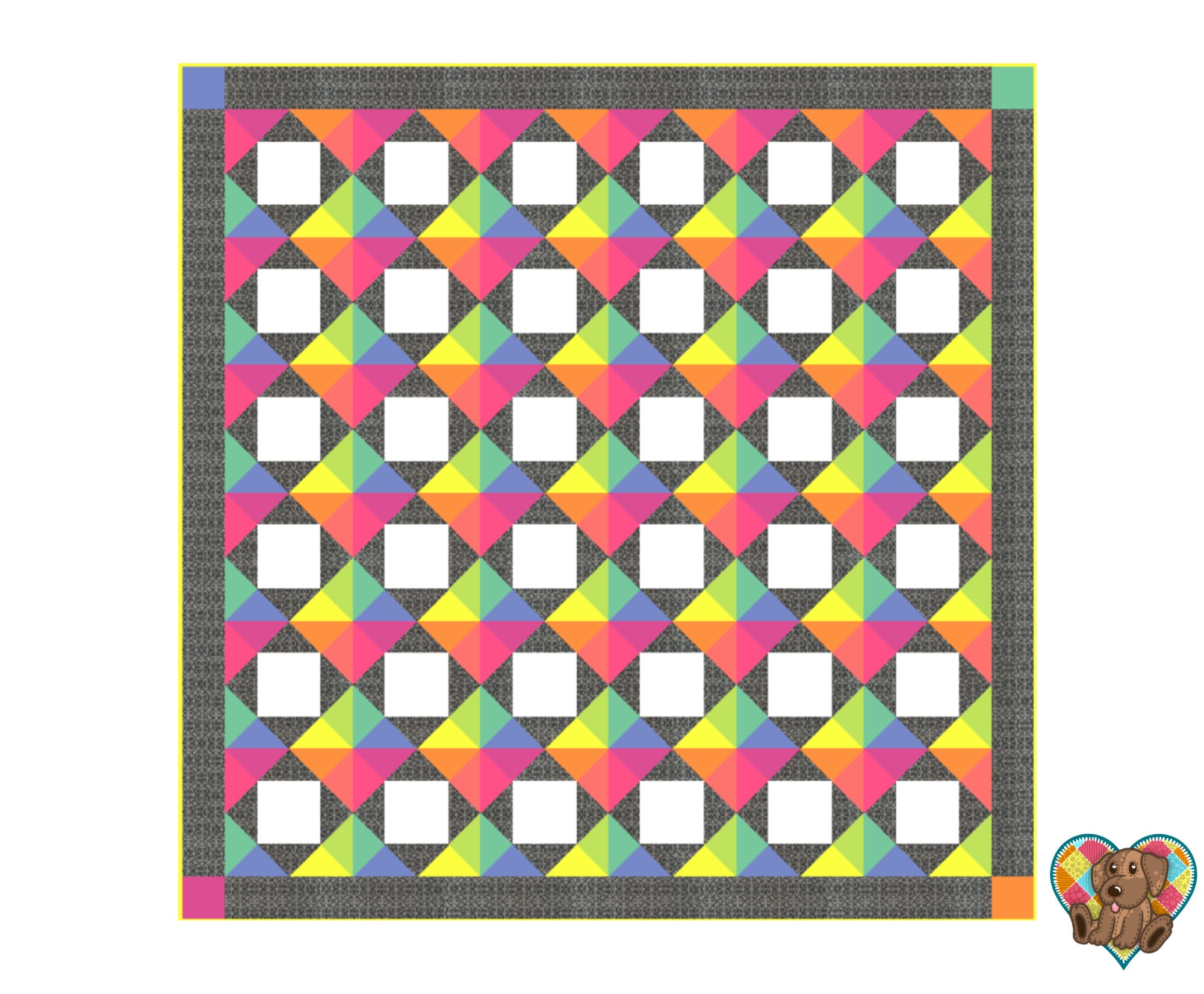Rainbow Squares Quilt Block Pattern Downloadable PDF Quilt - Etsy