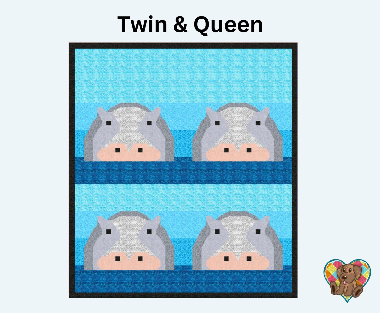 Hippo Downloadable Quilt Pattern | Downloadable PDF Hippo Quilt Pattern ...