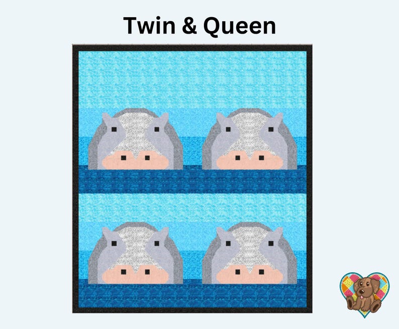 Hippo Downloadable Quilt Pattern | Downloadable PDF Hippo Quilt Pattern ...