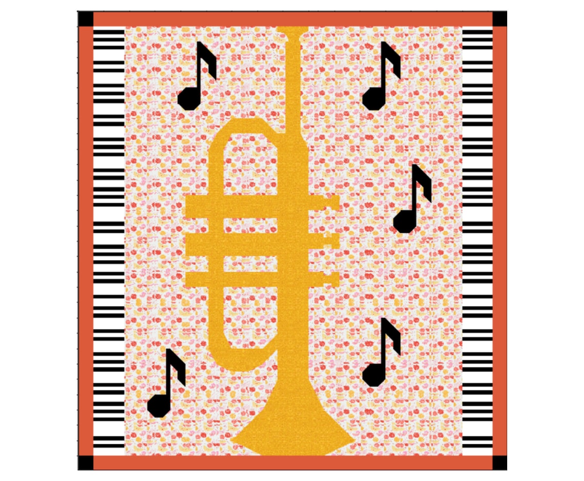 Trumpet Music Downloadable Quilt Block Pattern Pdf Trumpet - Etsy