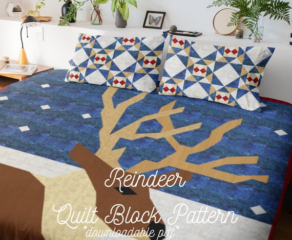 Reindeer Downloadable Quilt Block Pattern PDF Reindeer Quilt | Etsy