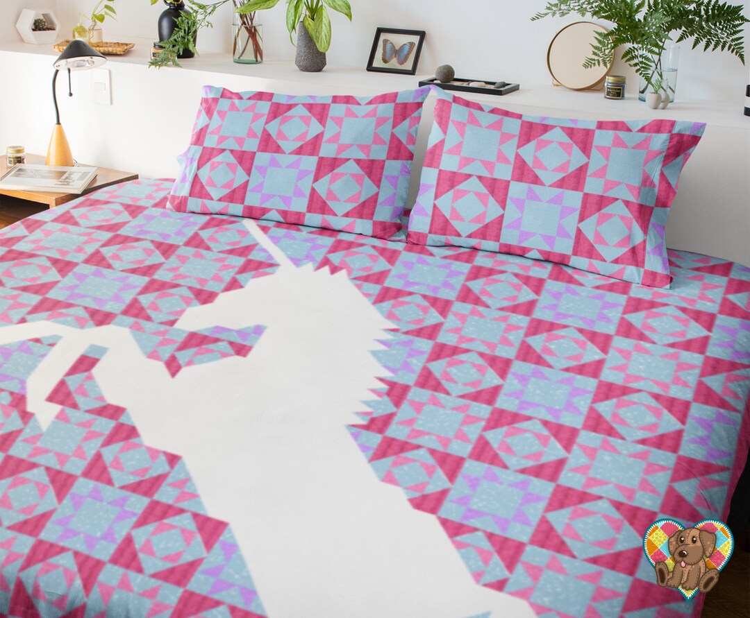 Unicorn Quilt Block Pattern Downloadable PDF Unicorn Quilt - Etsy Australia