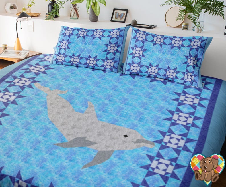 Dolphin Quilt Block Pattern | Downloadable PDF Quilt Pattern | Dolphin ...