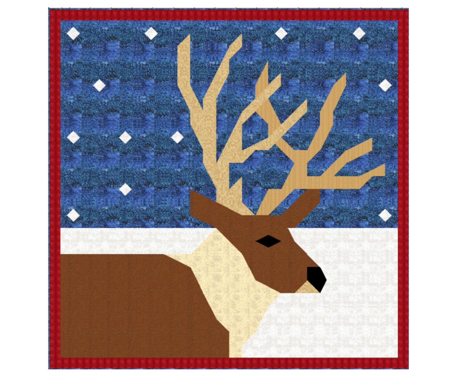 Reindeer Downloadable Quilt Block Pattern PDF Reindeer Quilt | Etsy