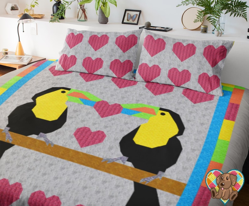 Toucan Love Quilt Pattern | Downloadable PDF Bird Quilt Pattern ...