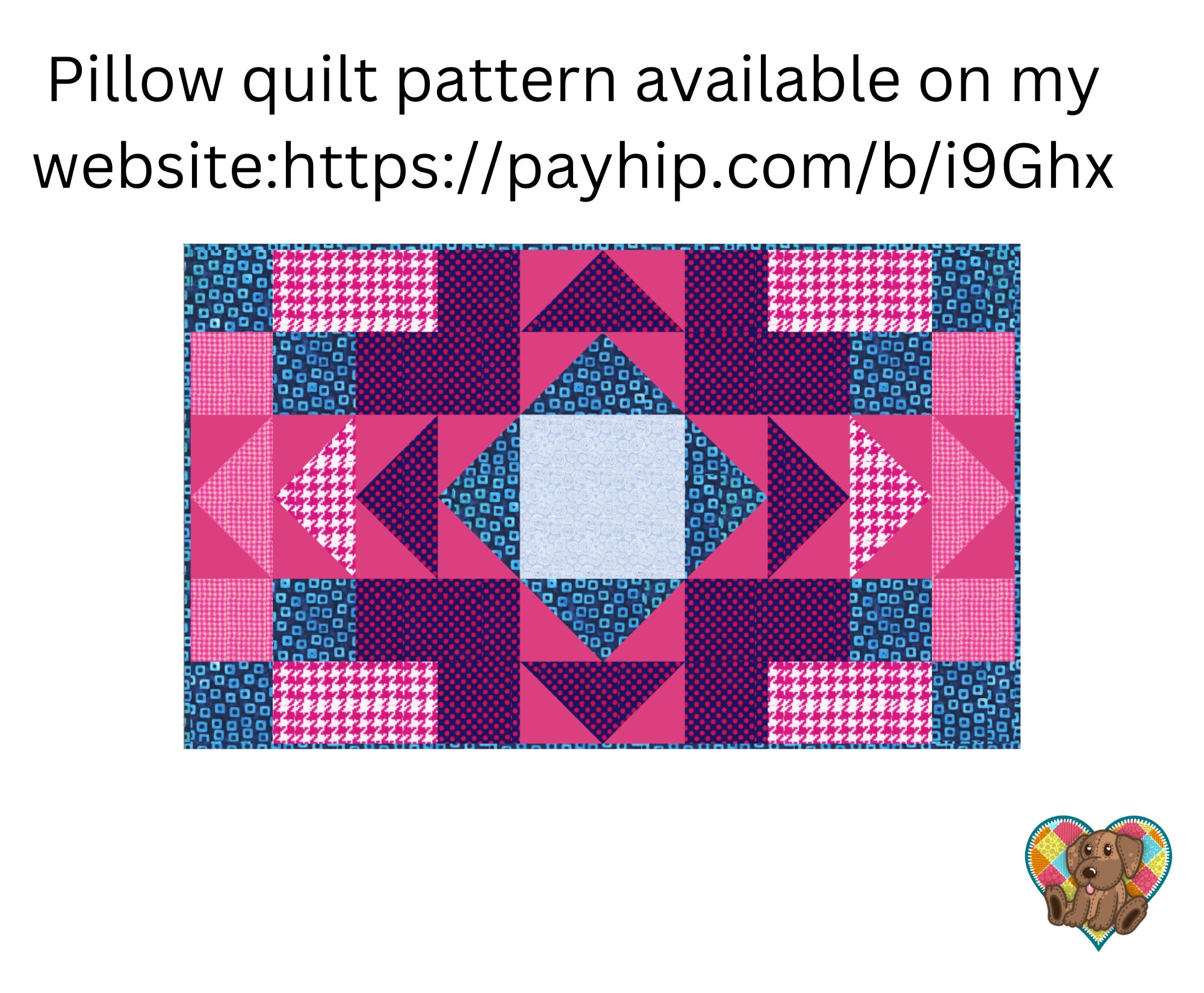 Pink Gingham Quilt Block Pattern Pdf Pink Quilt Block Pdf Pattern ...