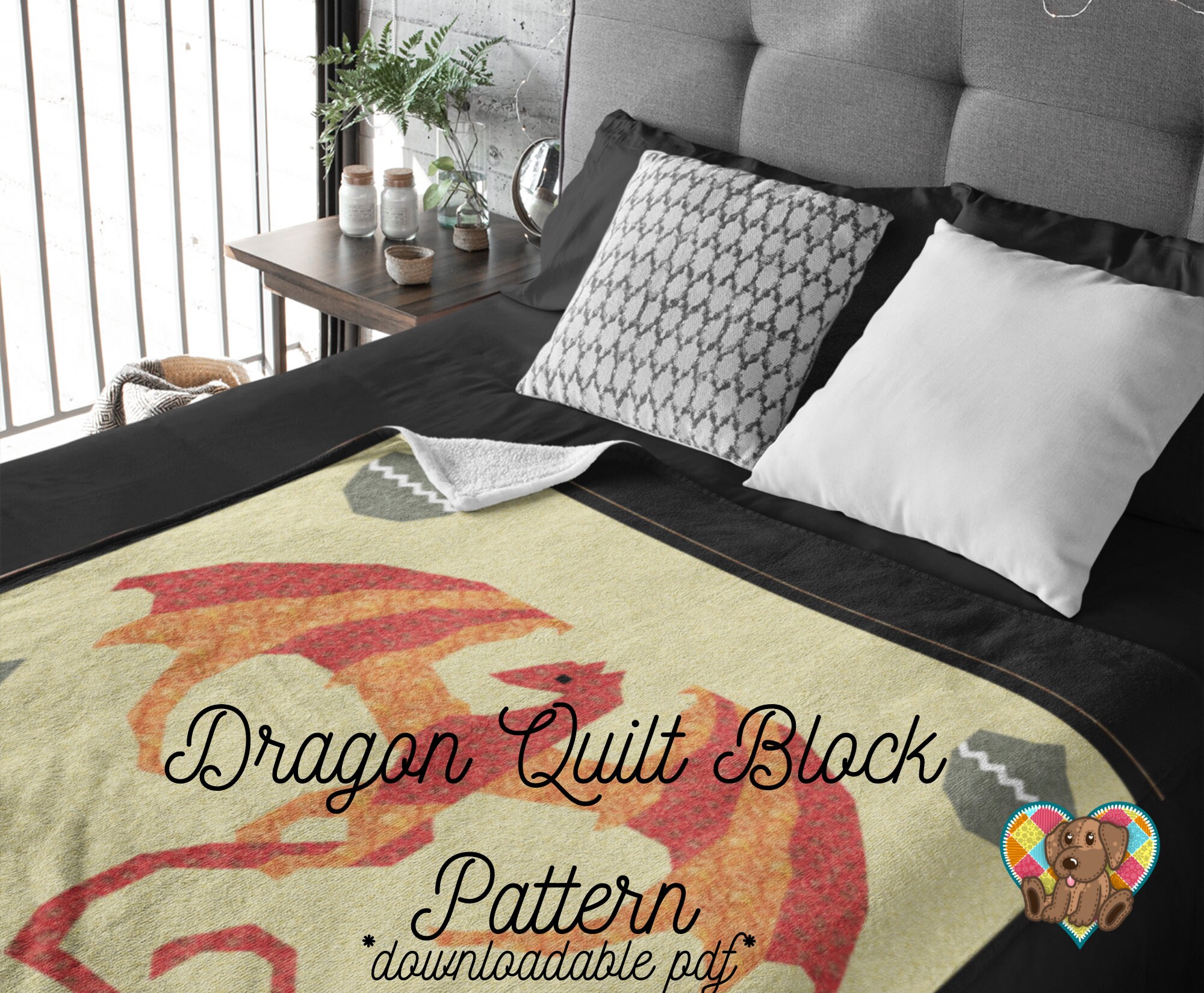 Dragon Quilt Block Pattern Downloadable Quilt Block Pattern - Etsy