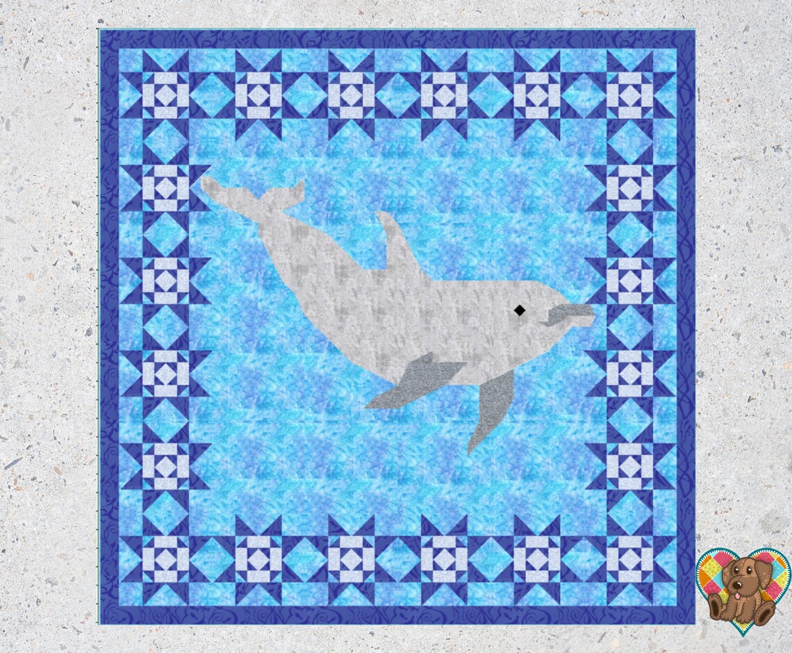 Dolphin Quilt Block Pattern Downloadable PDF Quilt Pattern Dolphin ...