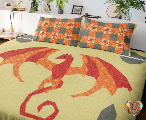 Boris the Dragon Quilt Pattern - Etsy Canada
