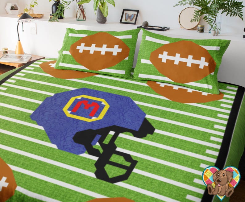 Football Quilt Pattern Downloadable PDF Football Quilt Pattern Football ...
