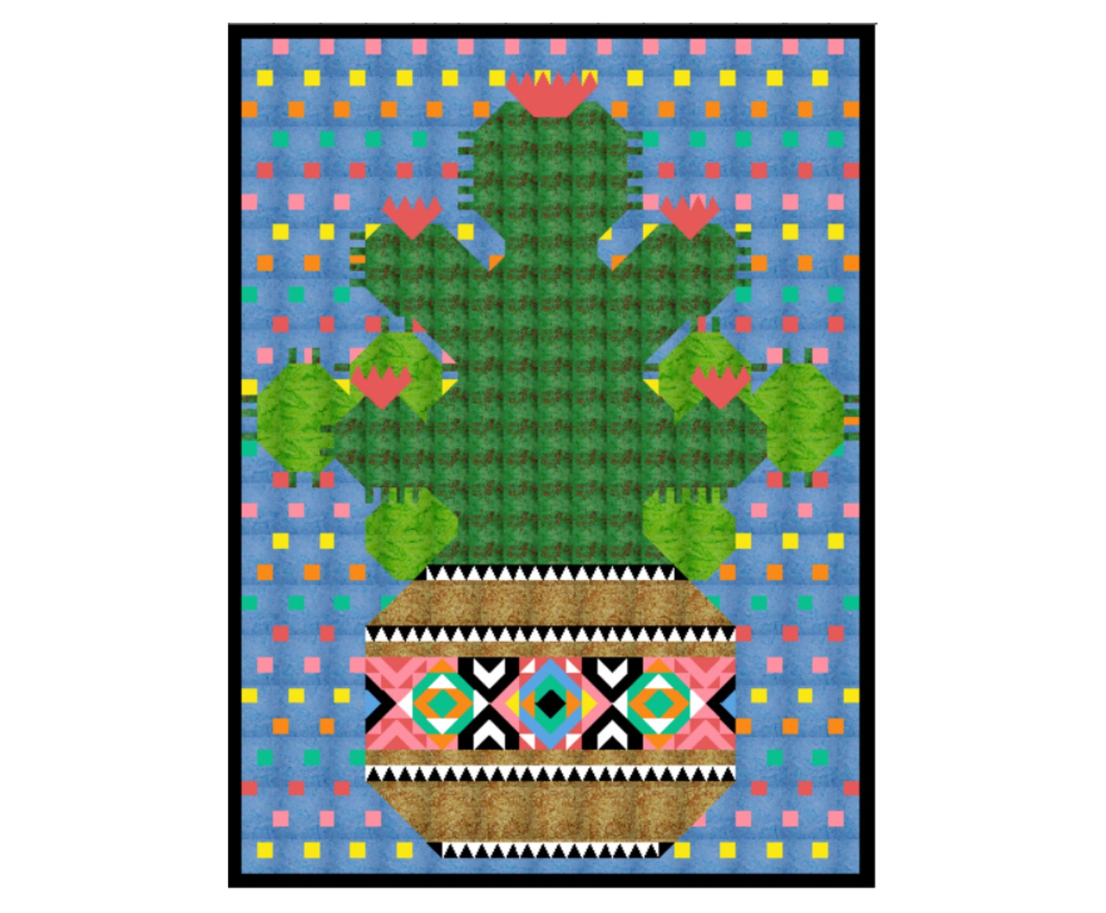 Cactus Quilt Pattern Downloadable PDF Cactus Block Quilt | Etsy