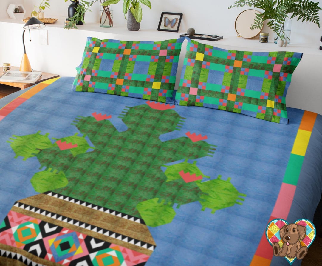 Cactus Quilt Pattern | Downloadable PDF Cactus Block Quilt | DIY Cute ...