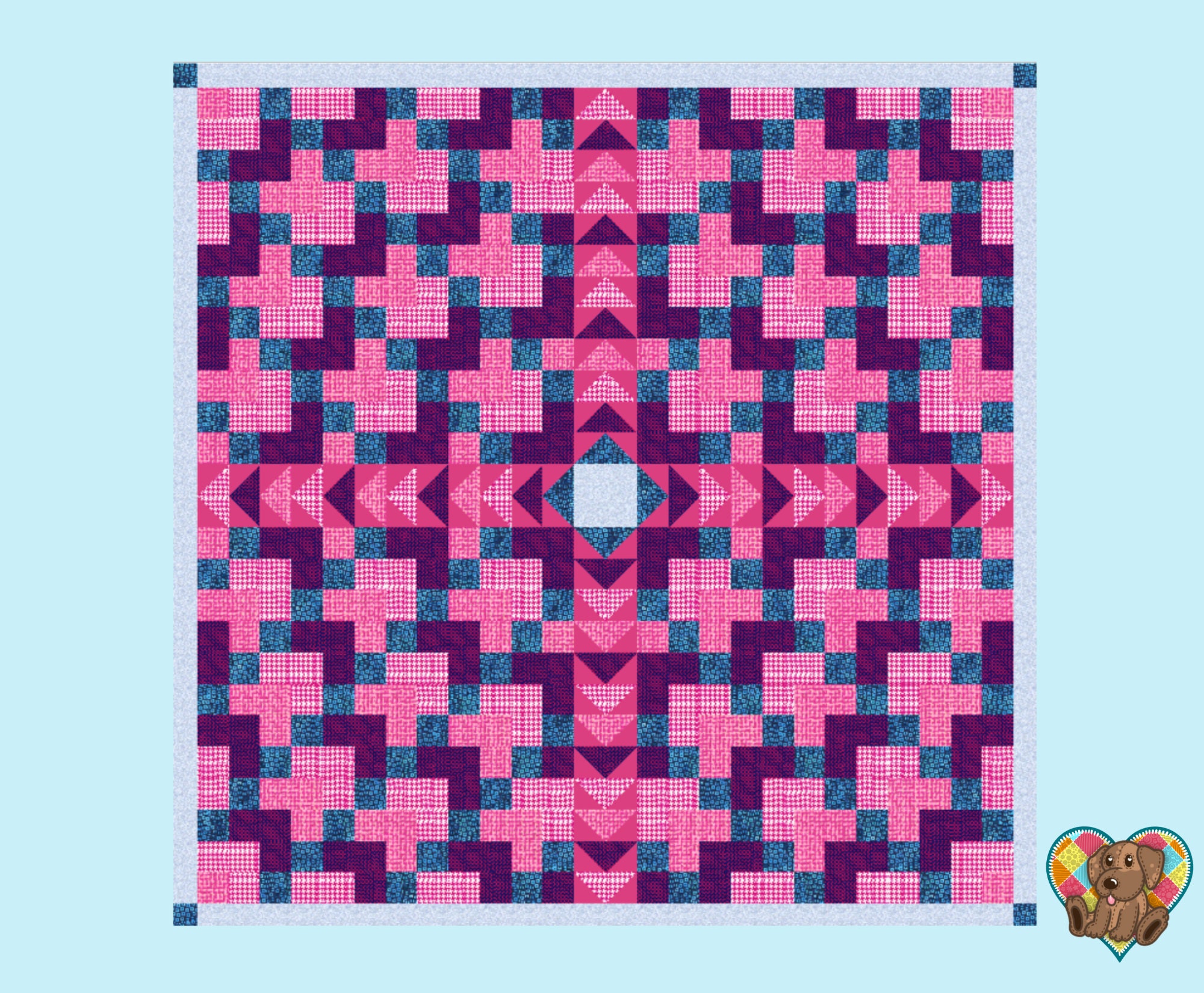 Pink Gingham Quilt Block Pattern Pdf Pink Quilt Block Pdf Pattern ...