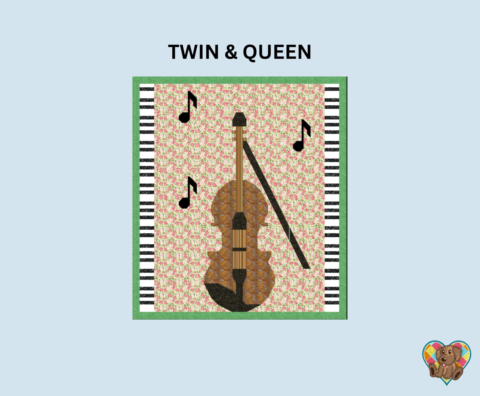 Violin Music Quilt Pattern: Lap, Twin, Queen, King Sizes (PDF ...