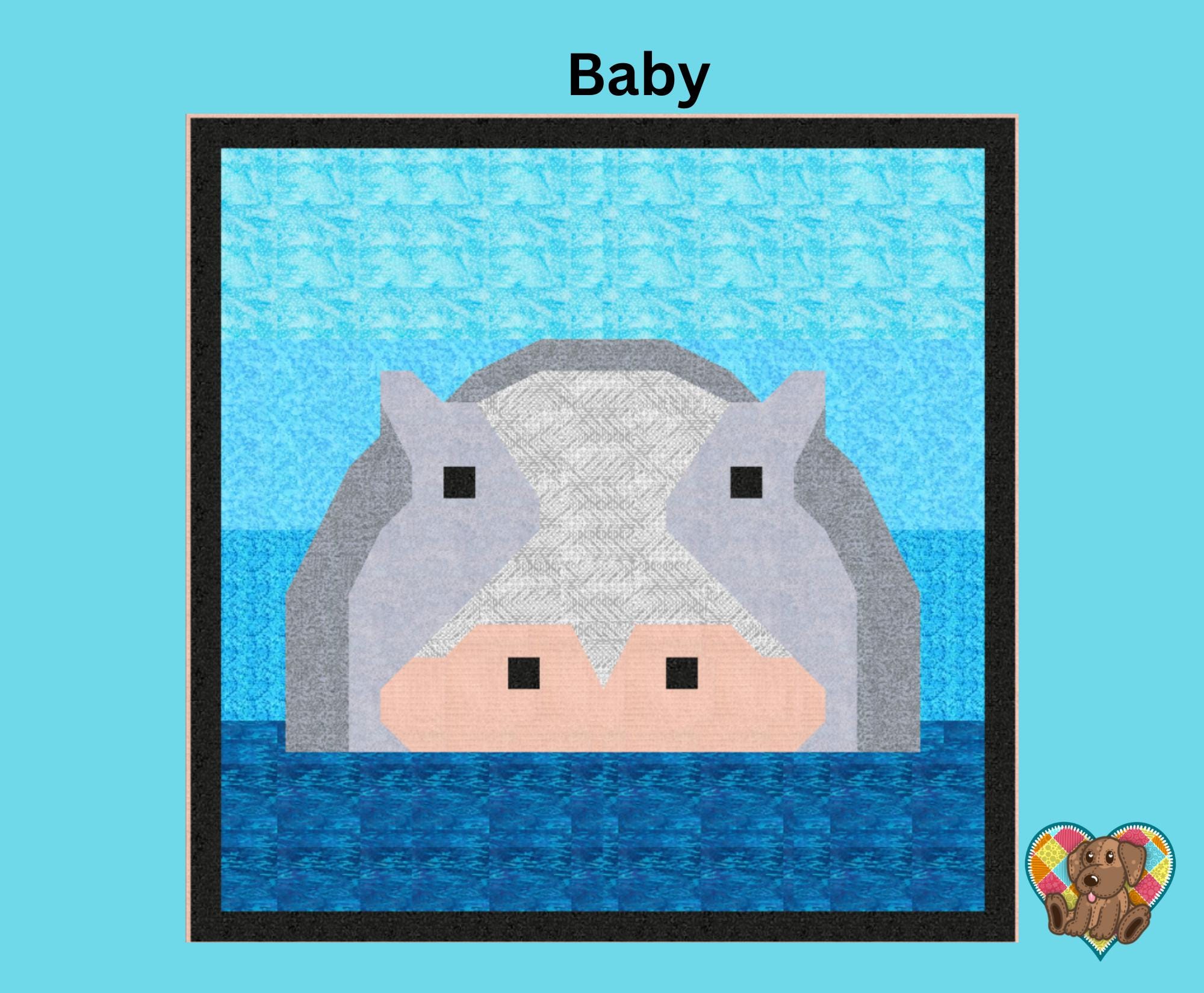 Hippo Downloadable Quilt Pattern | Downloadable PDF Hippo Quilt Pattern ...