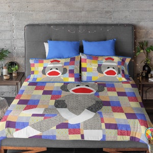 Sock Monkey Quilt Pattern Downloadable PDF Sock Monkey Quilt Pattern ...