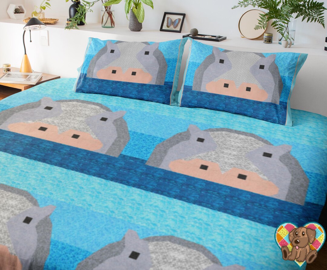 Hippo Downloadable Quilt Pattern | Downloadable PDF Hippo Quilt Pattern | African Quilt Pattern ...