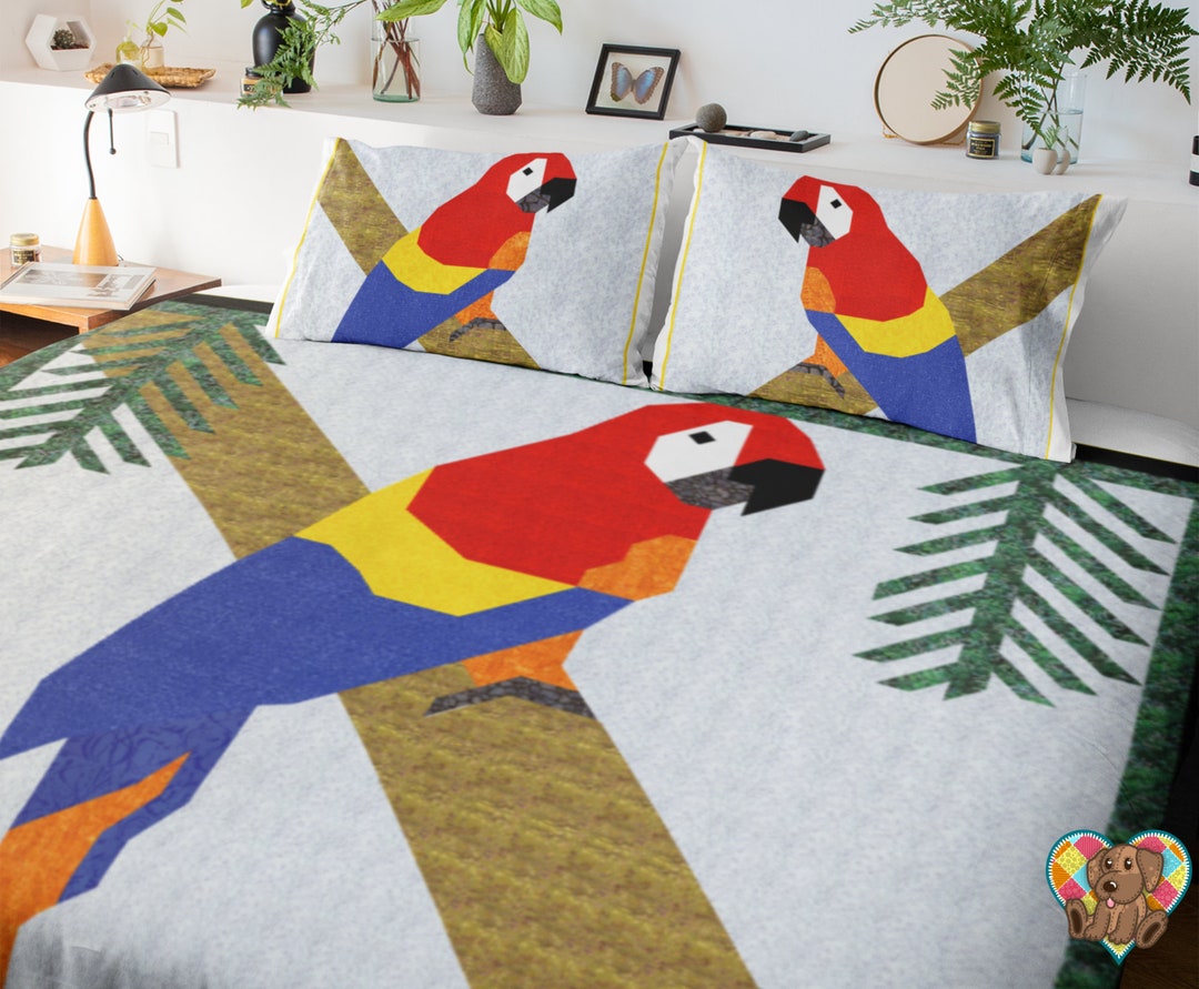 Parrot Quilt Block Pattern Downloadable PDF Parrot Quilt Pattern Parrot ...
