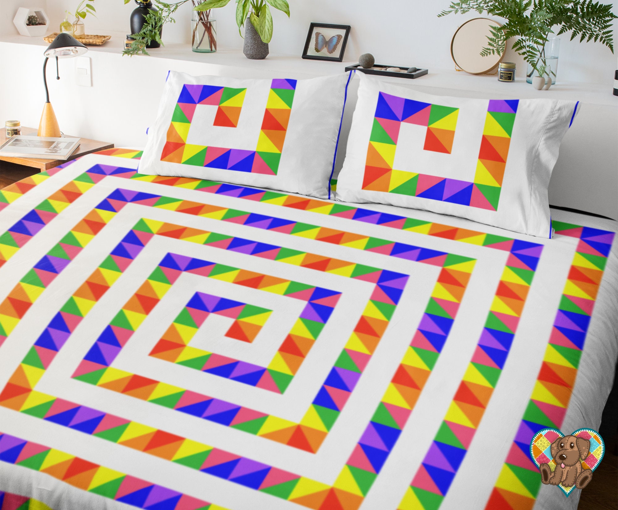 Spiral Rainbow Quilt Block Pattern Downloadable PDF Quilt - Etsy