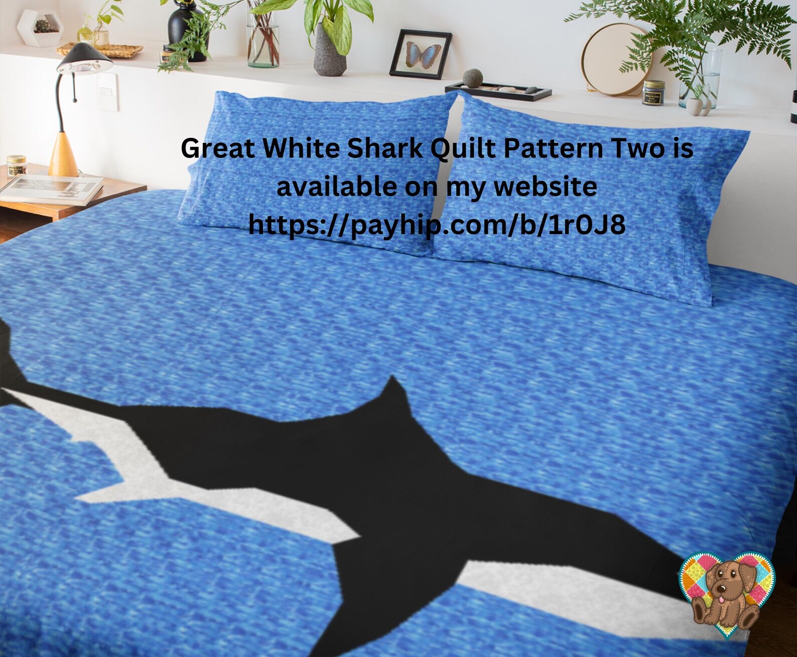 White Shark Quilt Pattern | Lap, Twin, Queen, King Sizes (PDF Pattern ...
