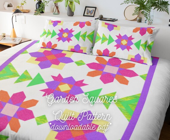 Flower Garden Quilt Block Pattern Downloadable PDF Flower | Etsy