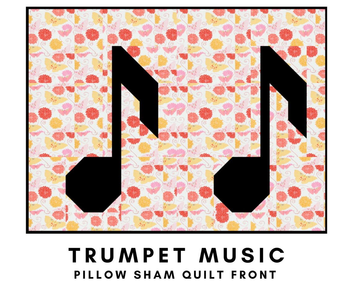 Trumpet Music Downloadable Quilt Block Pattern Pdf Trumpet Music Quilt ...