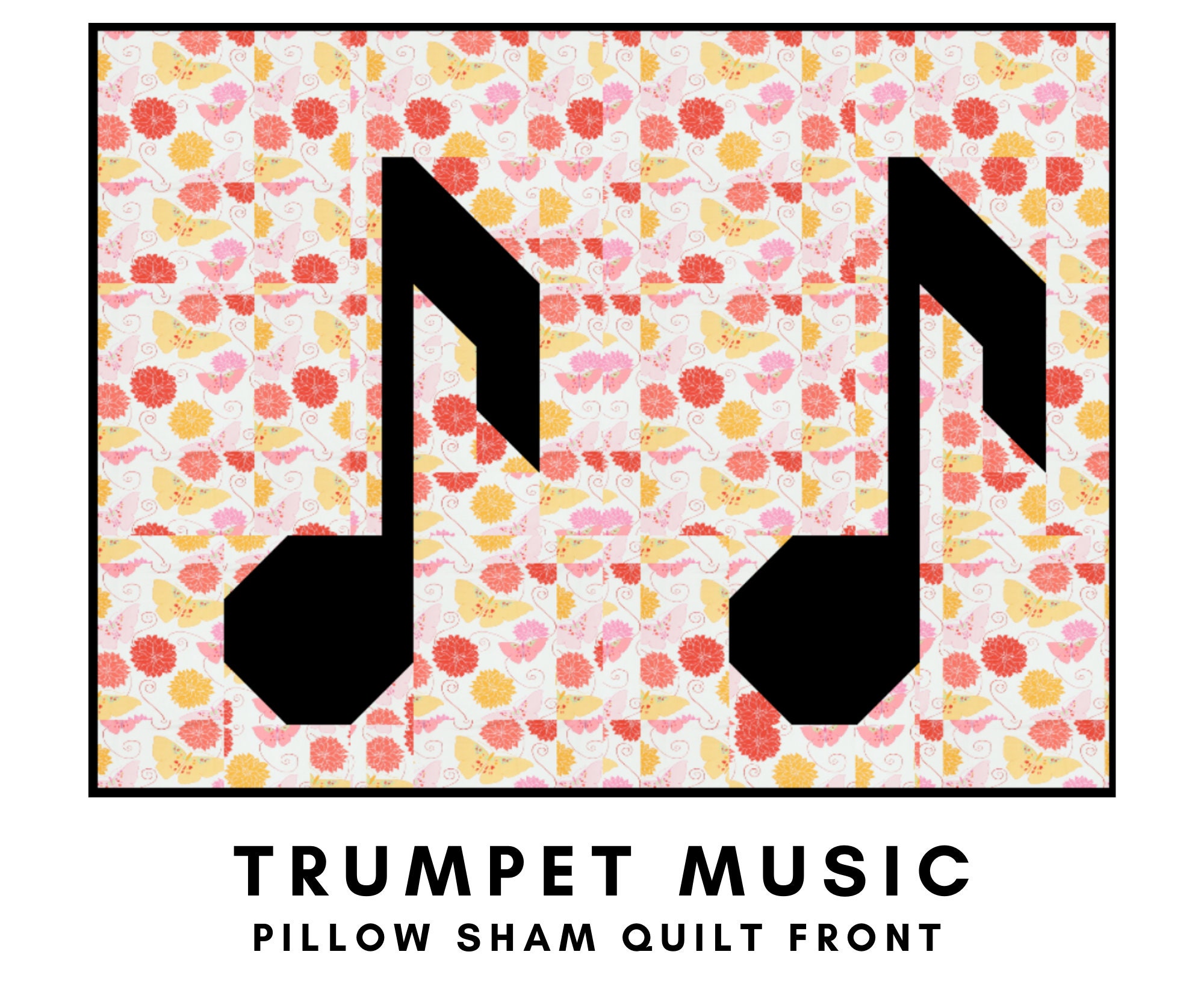 Trumpet Music Downloadable Quilt Block Pattern Pdf Trumpet Music Quilt ...