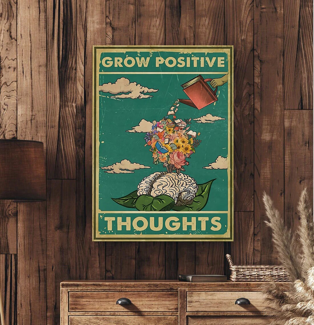 Grow Positive Thoughts Poster Vintage Poster Wall Art - Etsy