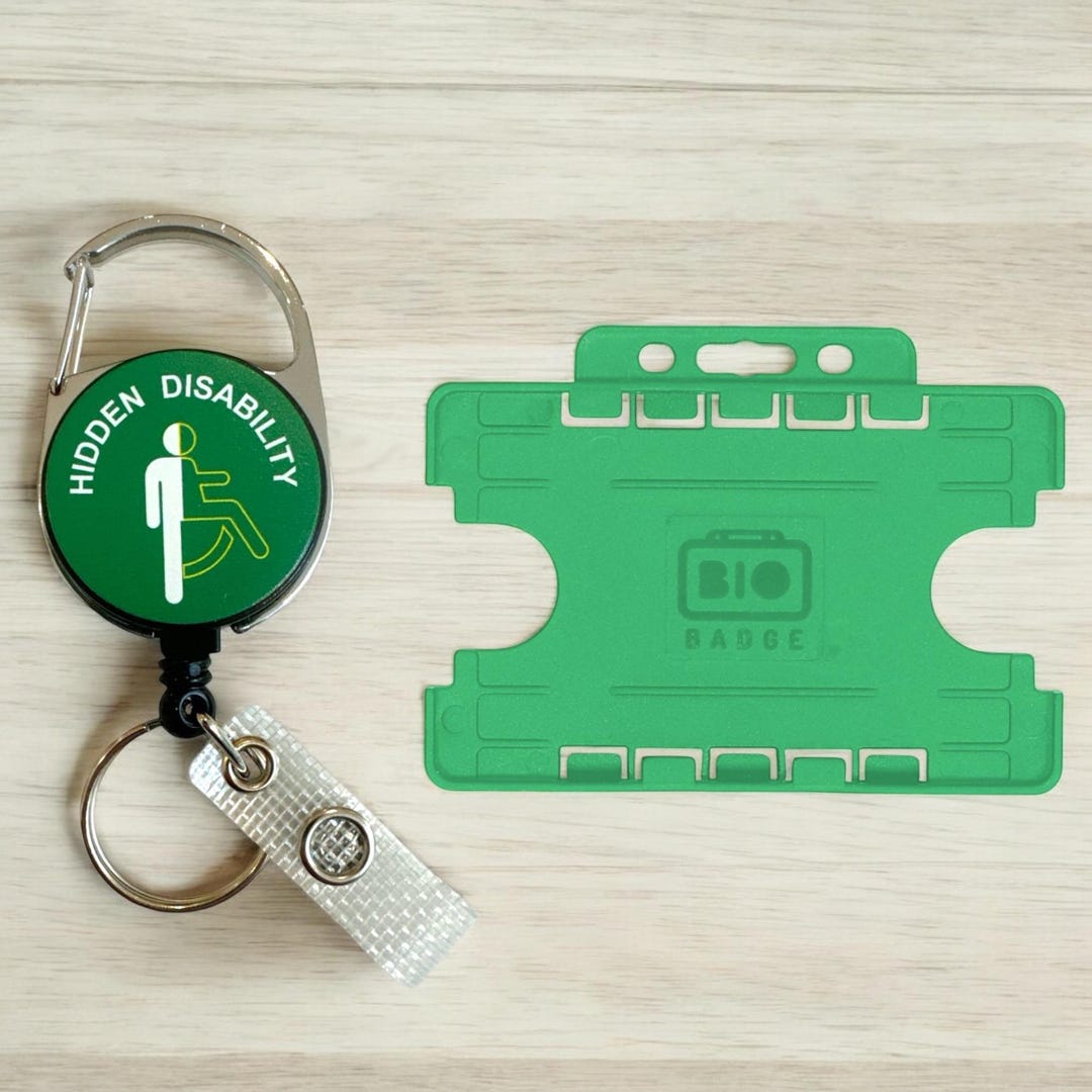 Hidden Disability Badge Reel With Belt Clip & Keyring With Double ...