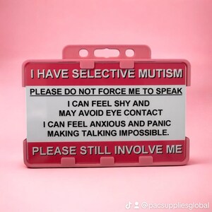 Selective Mutism Medical Awareness Card Pink - Etsy