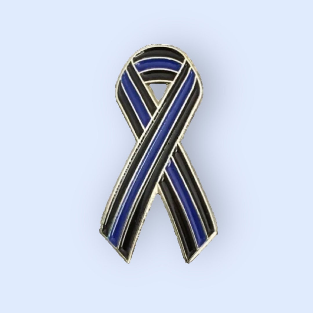 Thin Blue Line RIBBON Pin Badge - Police Remembrance - Etsy
