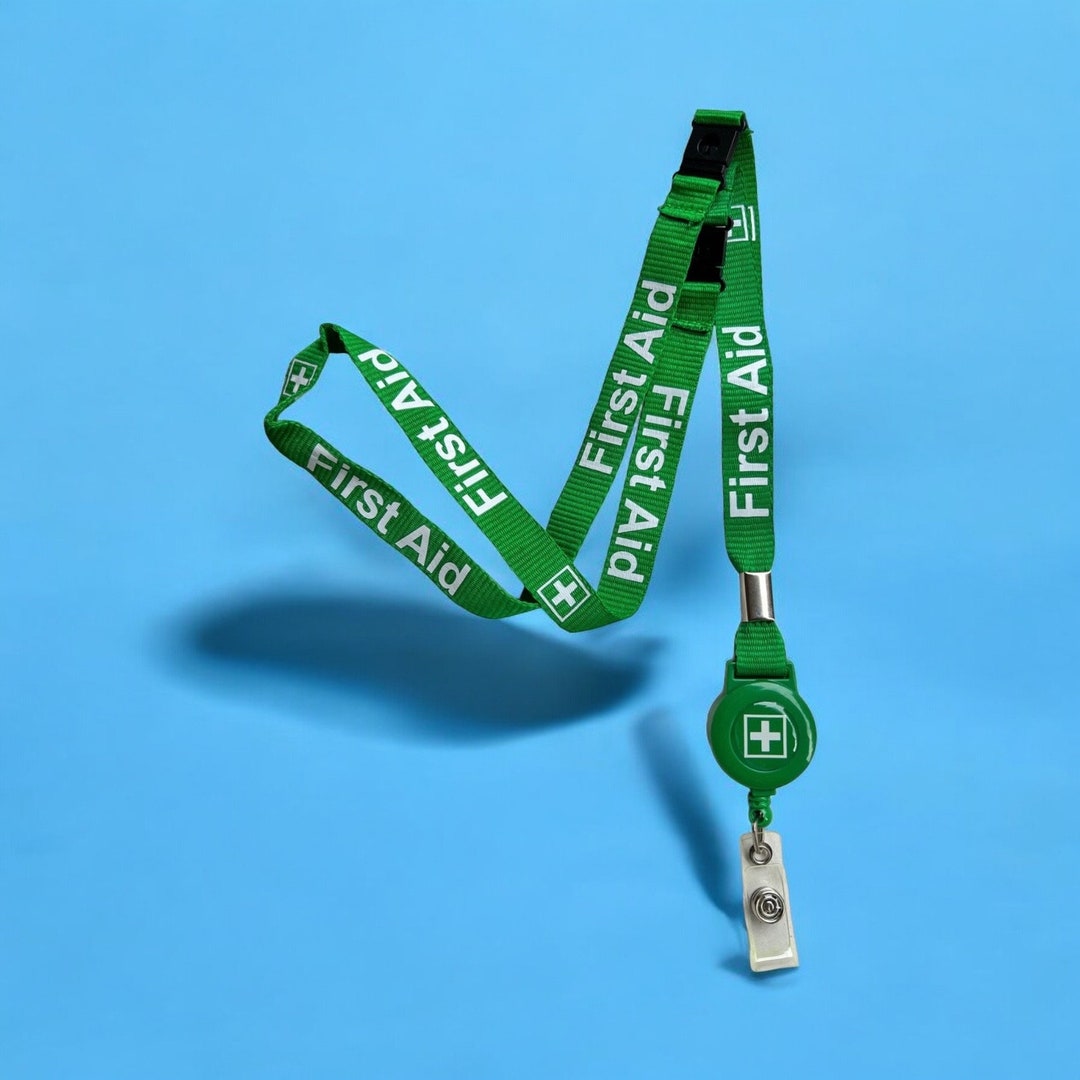 First Aid Lanyard With Integrated Retractable Badge Reel & Triple - 3 ...