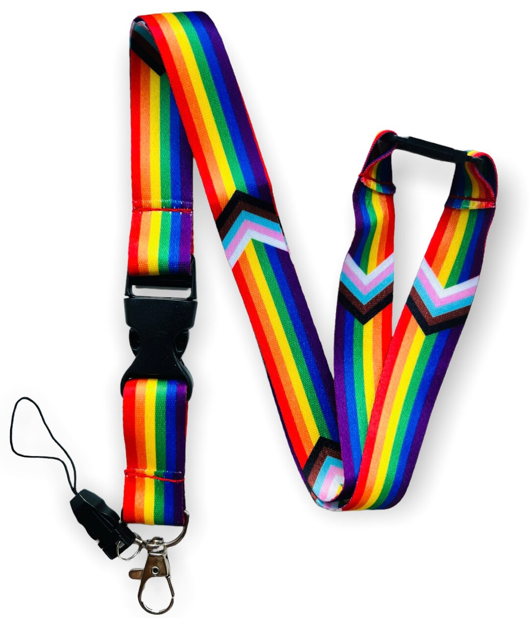 Rainbow LGBTQ Progress Pride Flag Lanyard With Detachable Buckle Clip ...