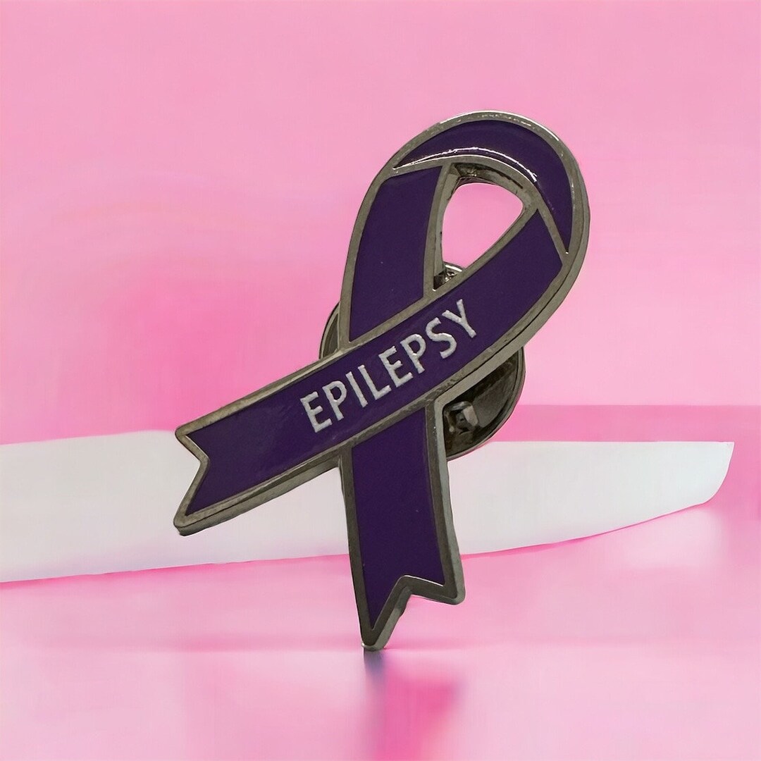 Epilepsy Awareness Purple Ribbon Pin Badge - Etsy