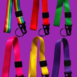 Colourful Wrist Lanyards With Strap , Keyring and Carabiner Style Clip ...